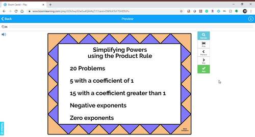 Product Rule of Exponents: Digital BOOM Cards - 20 Problems | TPT