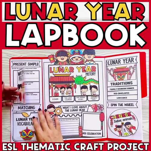 Chinese Lunar New Year Lapbook Craft ESL-Social Studies Scaffolded ...