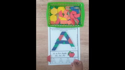 Alphabet Pattern Blocks Mats & Task Cards - Uppercase Letters | TPT