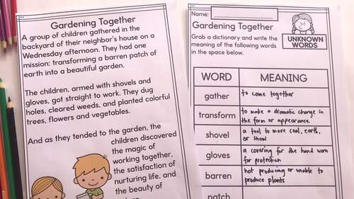 Spring Reading Comprehension Passages and ELA Activities Worksheets