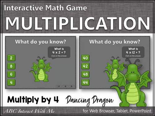 Interactive Math Game Multiplication by 4 {Dancing Dragon} | TPT