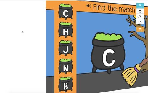 Witch Halloween Capital Letter Match Digital Task Boom Cards October ...