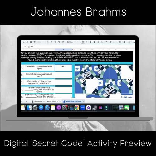 Johannes Brahms Secret Code Activity, Composers, Digital Resource