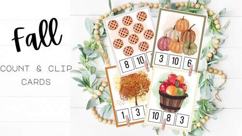 Fall Count and Clip Cards by This Marvelous Life | TPT