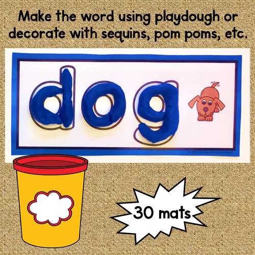 CVC Words Playdough Mats by No Worksheets Allowed | TPT