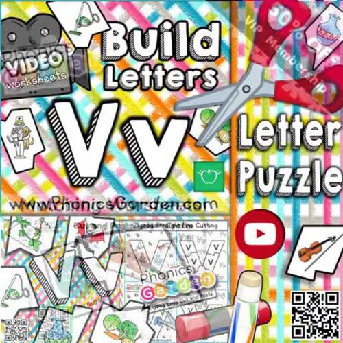 Vv | Letter Puzzle | MP4 Downloadable VIDEO | Cut & Paste | Phonics Garden