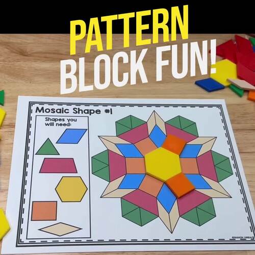 Pattern Block Mats Composite Shapes Task Cards Puzzles Mosaic Pictures