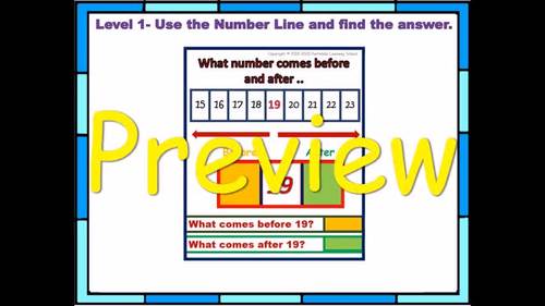 Numbers 10 to 20-What comes BEFORE and AFTER- with Number Line. POWERPOINT