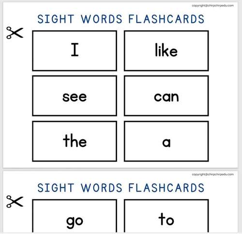 High frequency Sight Word Flash card by Chirp Chirp Education | TPT