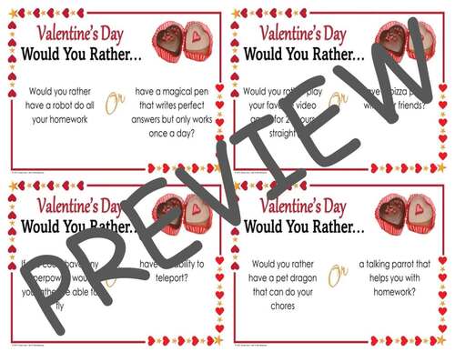 Valentine's Day Activity: Would You Rather Slides and Card Game | TPT