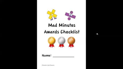"Mad Minutes" Times Tables Awards Checklist - Multiplication and Division
