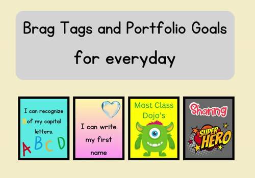 Brag Tags and Portfolio Goals - Full Color by PreK2K | TPT