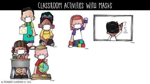 Classroom Activities clip art, masks, school COMBO PACK by Melonheadz ...