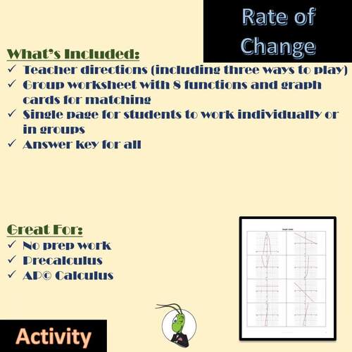 AP® Calculus Defining Average and Instanteous Rates of Change Matching ...