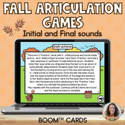Fall Articulation G Sound Speech Therapy Boom Cards™ by CytrynSpeech