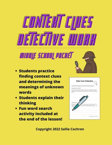 Context Clues Worksheets: Context Clues Detective Work (Middle School ...