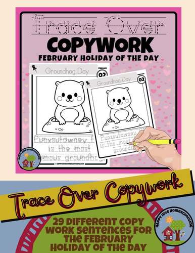 February Copywork Handwriting Practice TRACE OVER by Happy Hive ...