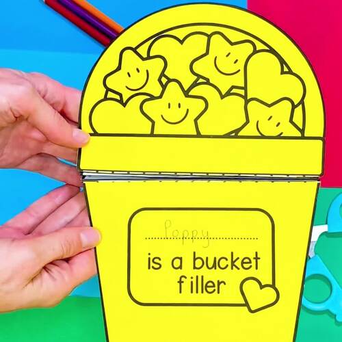 Bucket filler writing craft activity kindness bulletin board display ...