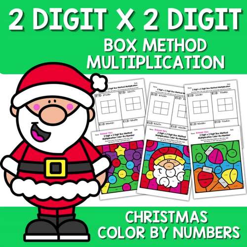 Christmas 2 Digit x 2 Digit Box Method Multiplication Color by Number ...