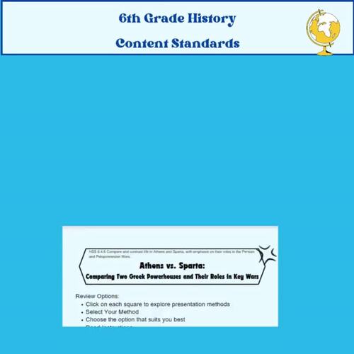 HSS 6.4.6: Athens and Sparta PBL Choice Board by Ms Koven with Class