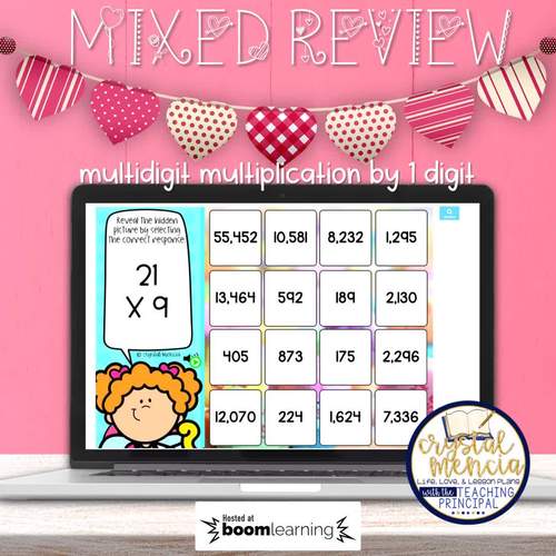 4NBT5 & 5NBT5 Multidigit by 1 digit Valentine Reveal a Picture Boom Cards™