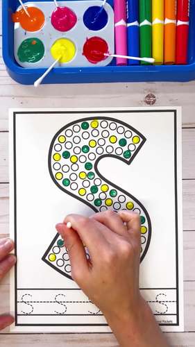 Letter S Alphabet Crafts Q Tip Painting Fine Motor Skills by Preschool ...
