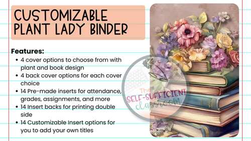 Flowers & Books Teacher Binder Covers & Inserts | TPT