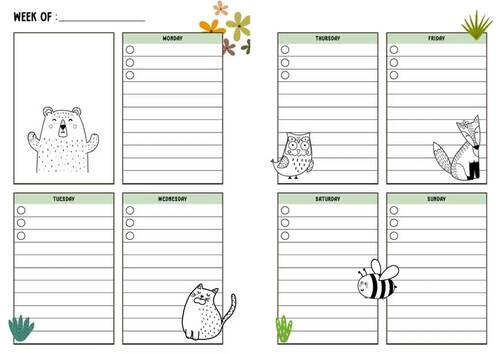 Weekly Planner for Kids | Printable Student Organizer | Daily & Weekly ...