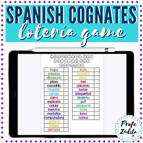 Spanish Cognates Activity Lotería Game - Los Cognados BINGO Back to School