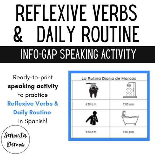 Reflexive Verbs & Daily Routine - Spanish Information Gap Speaking Activity