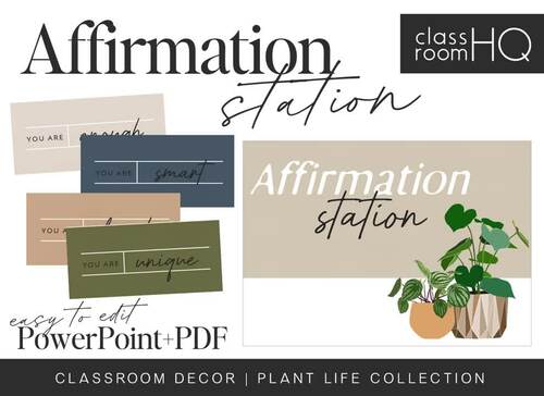 Plant Theme Classroom Decor Affirmation Station Pack | PLANT LIFE ...