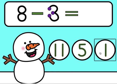 Touch Points Single Digit Subtraction Winter BOOM CARDS | TpT