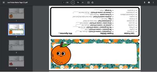 Fruit Unit Name Tags in Spanish with Gustar & Tener Sentence Starters ...