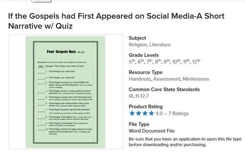 If the Gospels had First Appeared on Social Media-A Short Narrative w/ Quiz