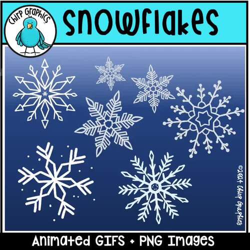 Snowflakes Animated GIF and PNG Clip Art by Chirp Graphics | TPT