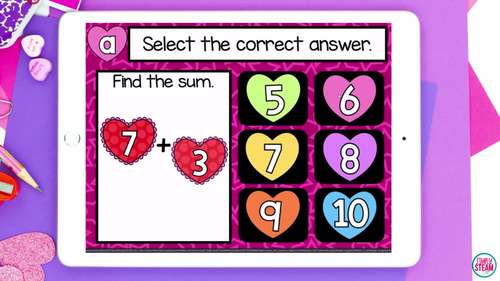 Valentine's Day Digital Math Centers for 1st Grade by Simply STEAM