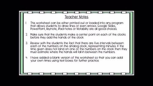Practice Reading an ANALOG CLOCK-BACK TO SCHOOL Activity Review Worksheet