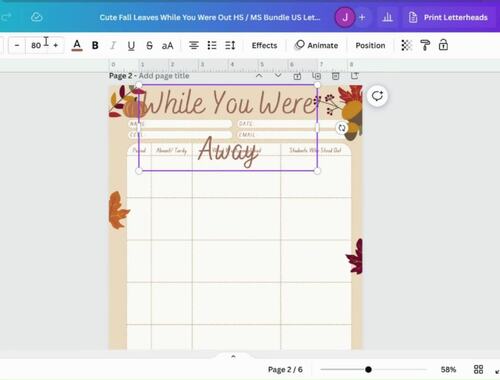 Fall High School Substitute Teacher Note Bundle | Middle School ...