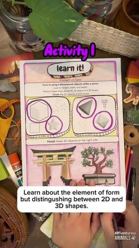 Sub Plant Art Journal: Tiger Activities for Form and 3D Shapes with Writing