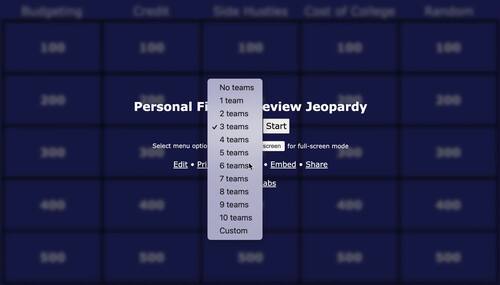 Personal Finance Review Jeopardy Game | High School Economics ...