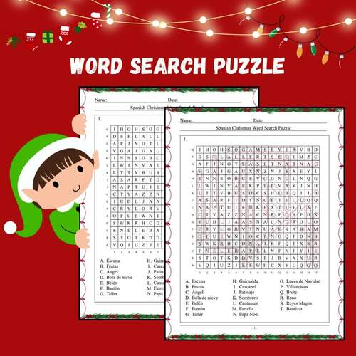Spanish Christmas Vocabulary Word Search Puzzle navidad - December ...
