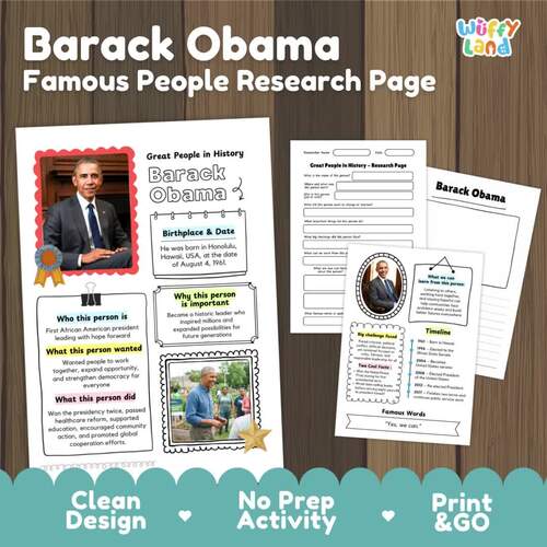Barack Obama Biography Research Worksheet | Black History Month Activity