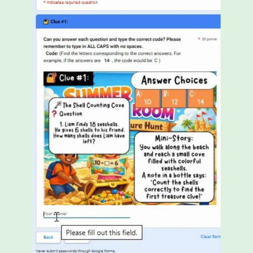 2nd Grade Summer Math Escape Room | End of Year Review Beach Treasure Hunt