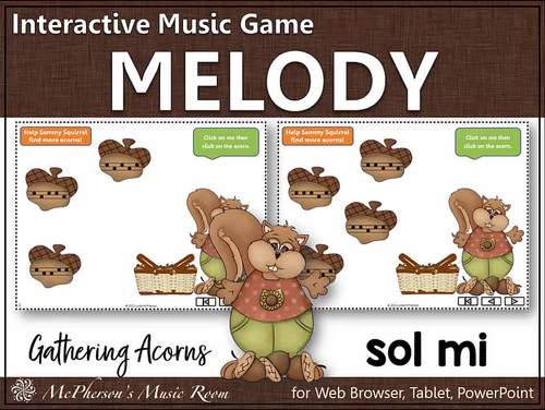 Fall Music | Solfege Sol Mi Interactive Melody Game {Gathering Acorns}