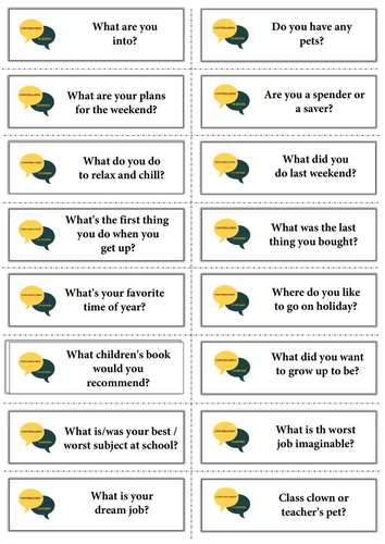 Conversation Starter - Conversation Cards. ESL. EFL. ELA. Speaking ...