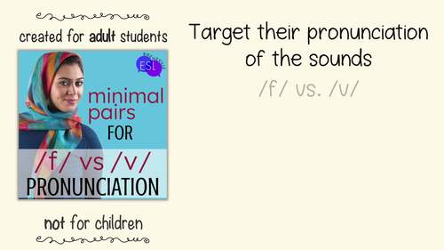 F vs. V Minimal Pairs – Pronunciation Presentation & Activities for ...