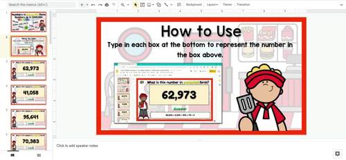 Numbers in Expanded Form up to 1,000,000 Place Value Google Activity