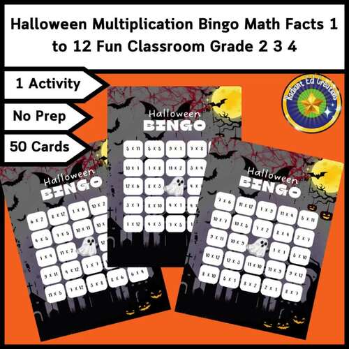 Halloween Multiplication Bingo Math Fact Game Logic Puzzle Mental ...