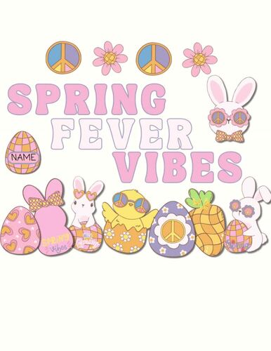 RETRO SPRING BULLETIN BOARD/Spring DOOR DECOR KIT (EASTER) Spring Activity