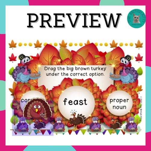 Thanksgiving Common and Proper Nouns Boom™ Cards by The British Kitty